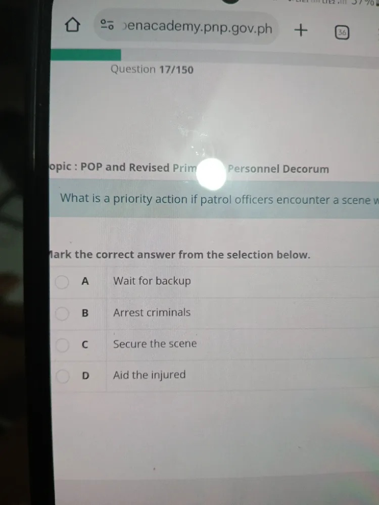 What is a priority action if patrol officers | StudyX