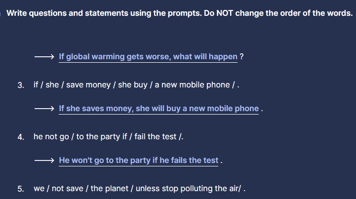 Write questions and statements using the | StudyX