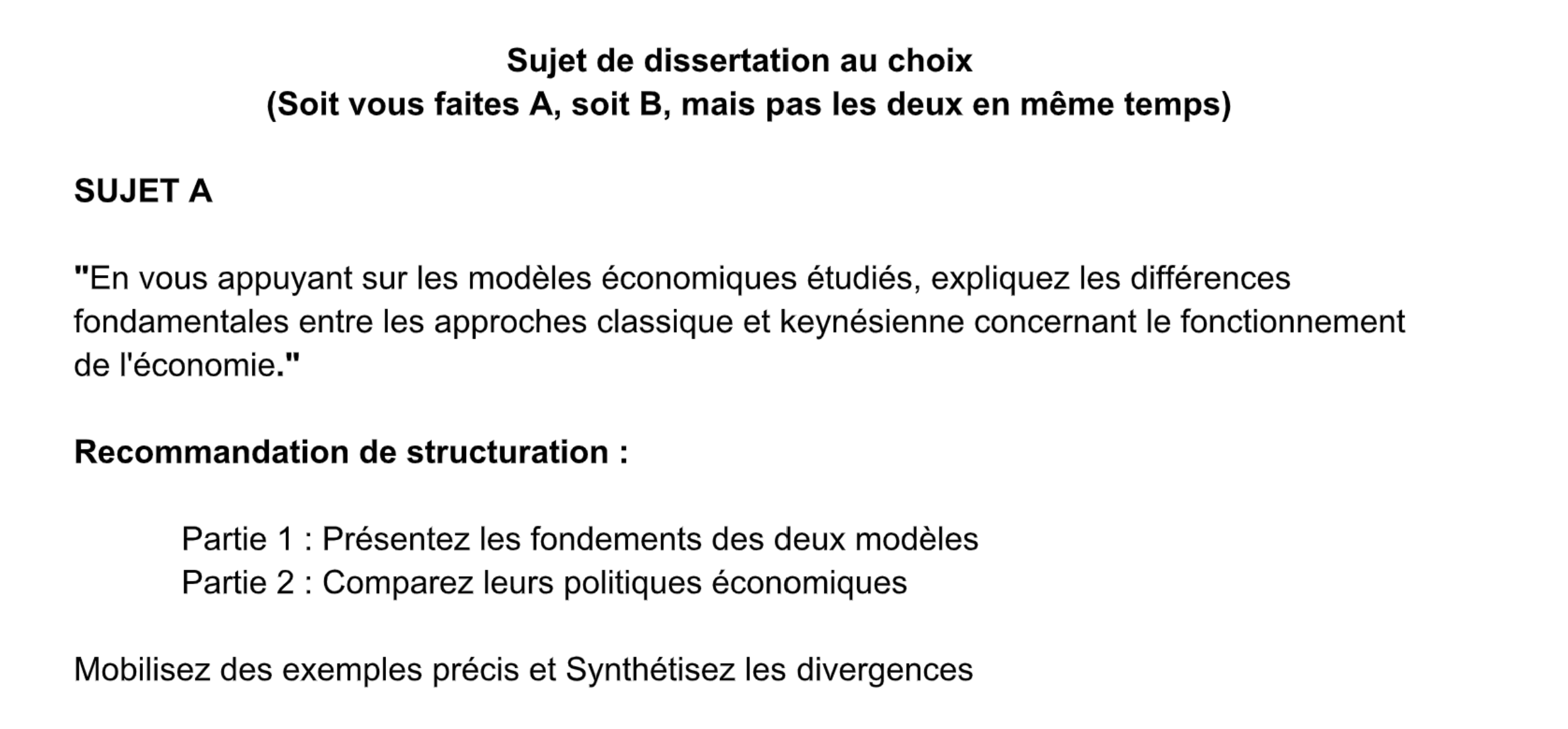 Sujet de dissertation au choix (Soit vous | StudyX