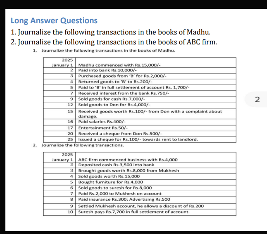 1. Journalize the following transactions in | StudyX