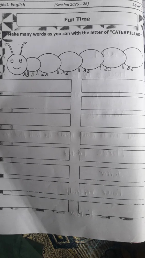 Make many words as you can with the letter | StudyX