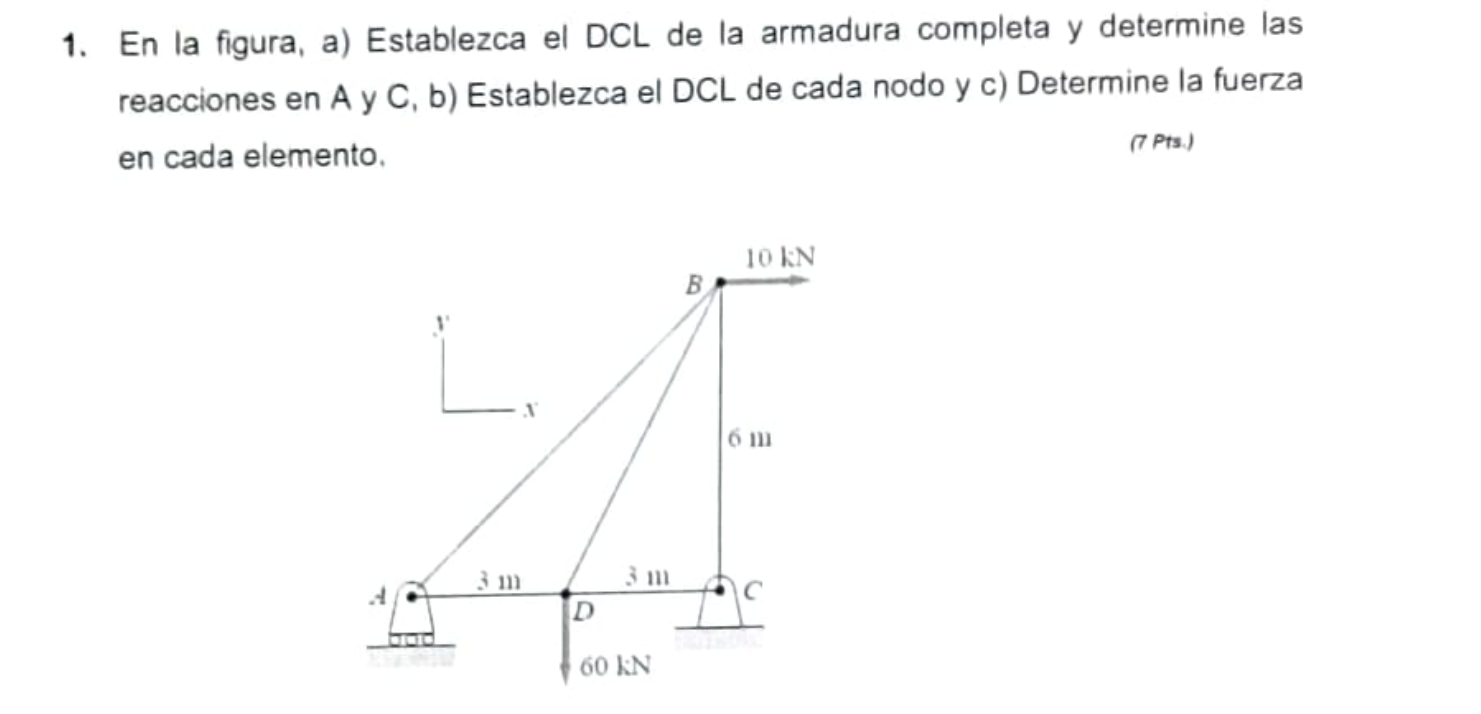 1. En la figura, a) Establezca el DCL de la | StudyX