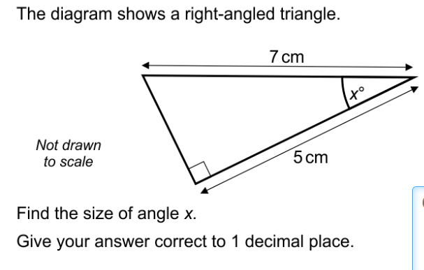 The diagram shows a right-angled triangle. | StudyX