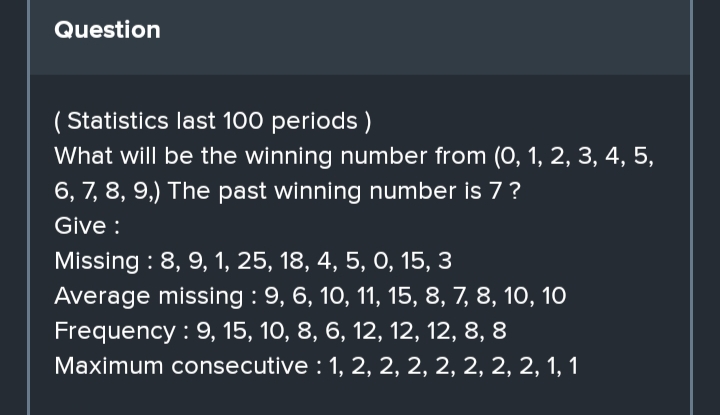 Question ( Statistics last 100 periods ) | StudyX