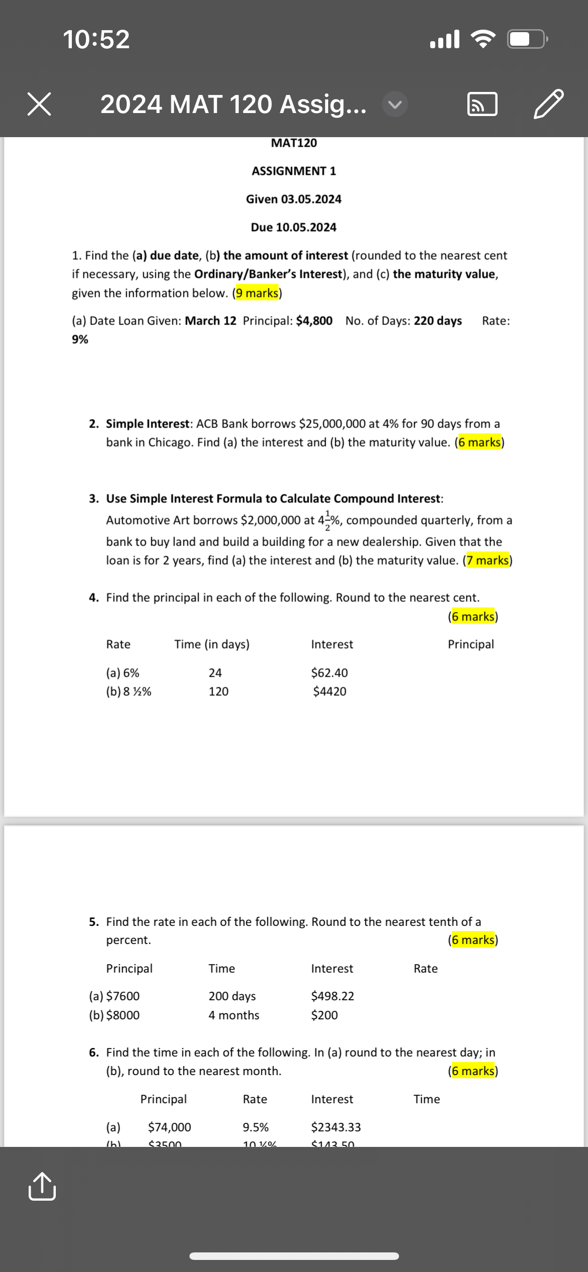 1052 2024 MAT 120 Assig MAT120 ASSIGNMENT 1 | StudyX