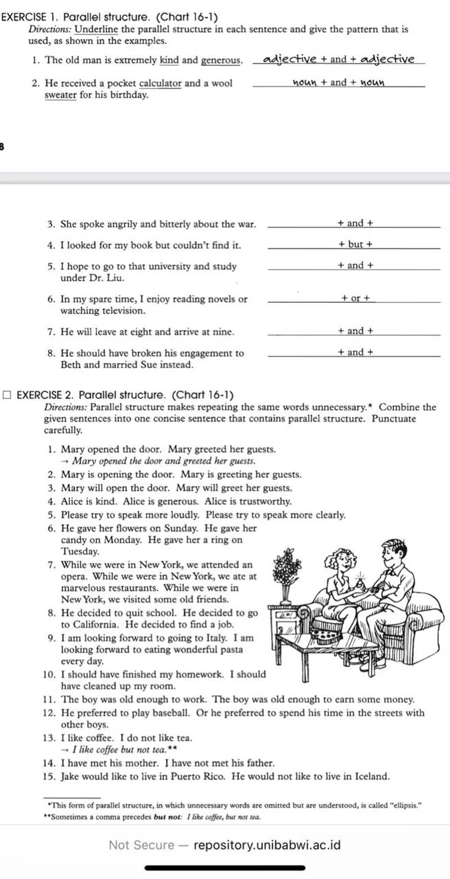 EXERCISE 1 Parallel structure (Chart 16-1) | StudyX