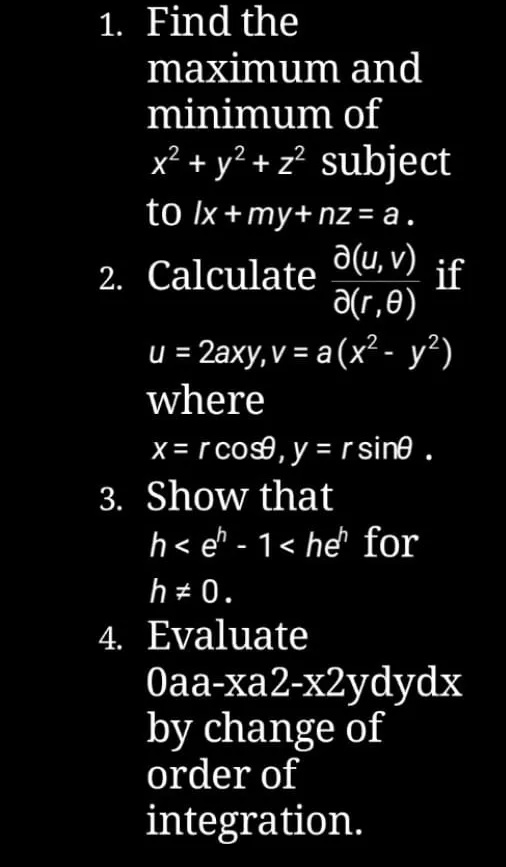 1 Find the maximum and minimum of x2 + y2 + | StudyX