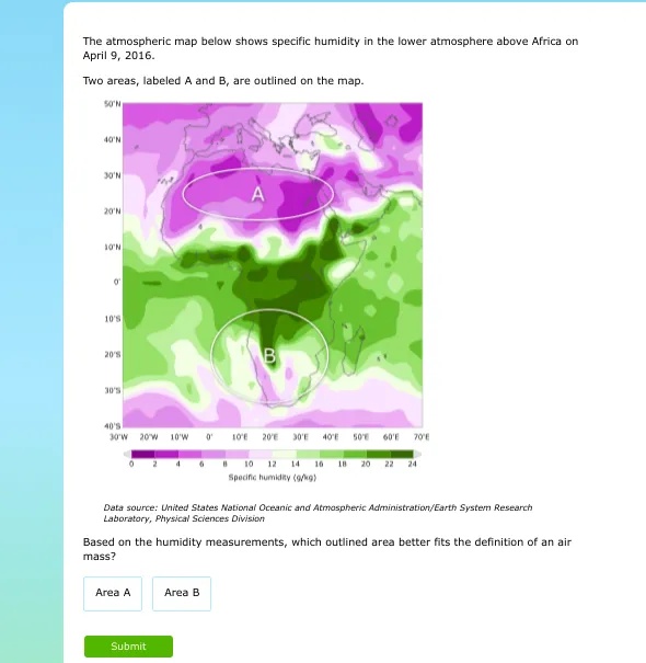 The atmospheric map below shows specific | StudyX