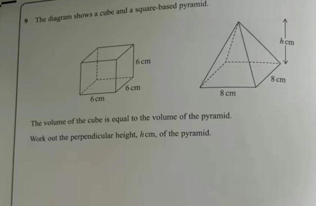 The diagram shows a cube and a square based | StudyX