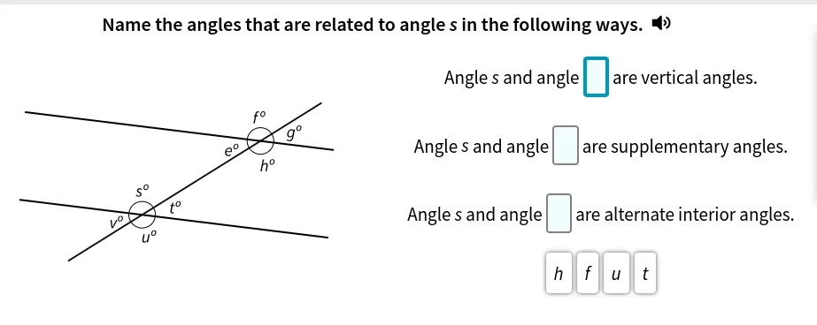 Name the angles that are related to angle s | StudyX