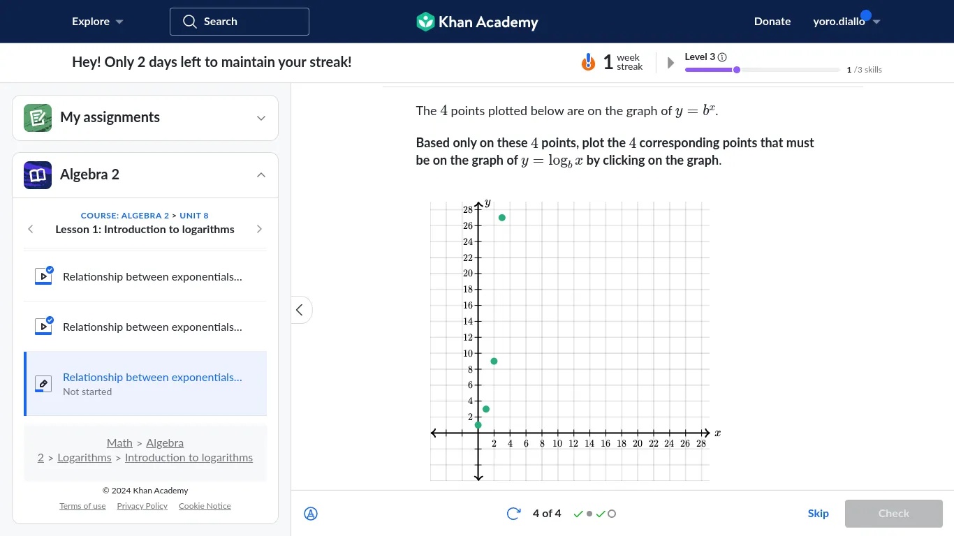 The 4 points plotted below are on the graph | StudyX