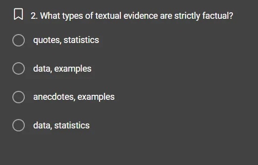 2 What types of textual evidence are | StudyX