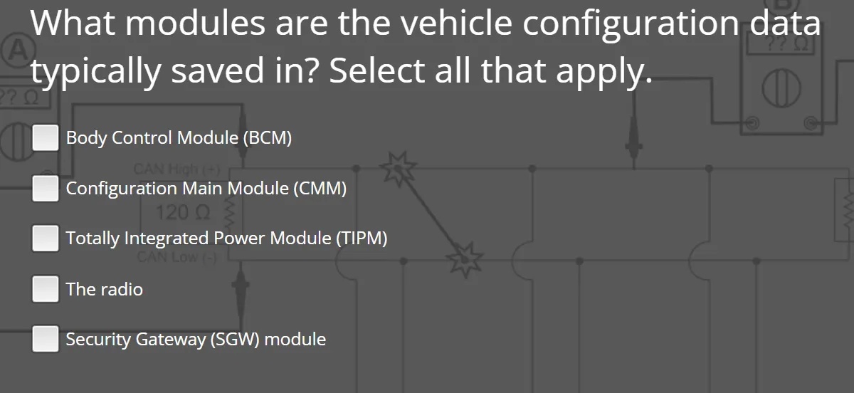 What modules are the vehicle configuration | StudyX