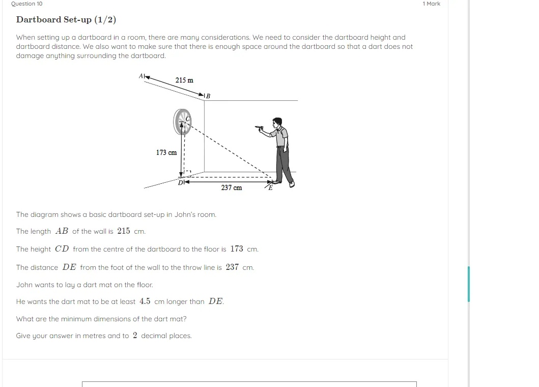 Question 10 Dartboard Set-up (1/2) When | StudyX