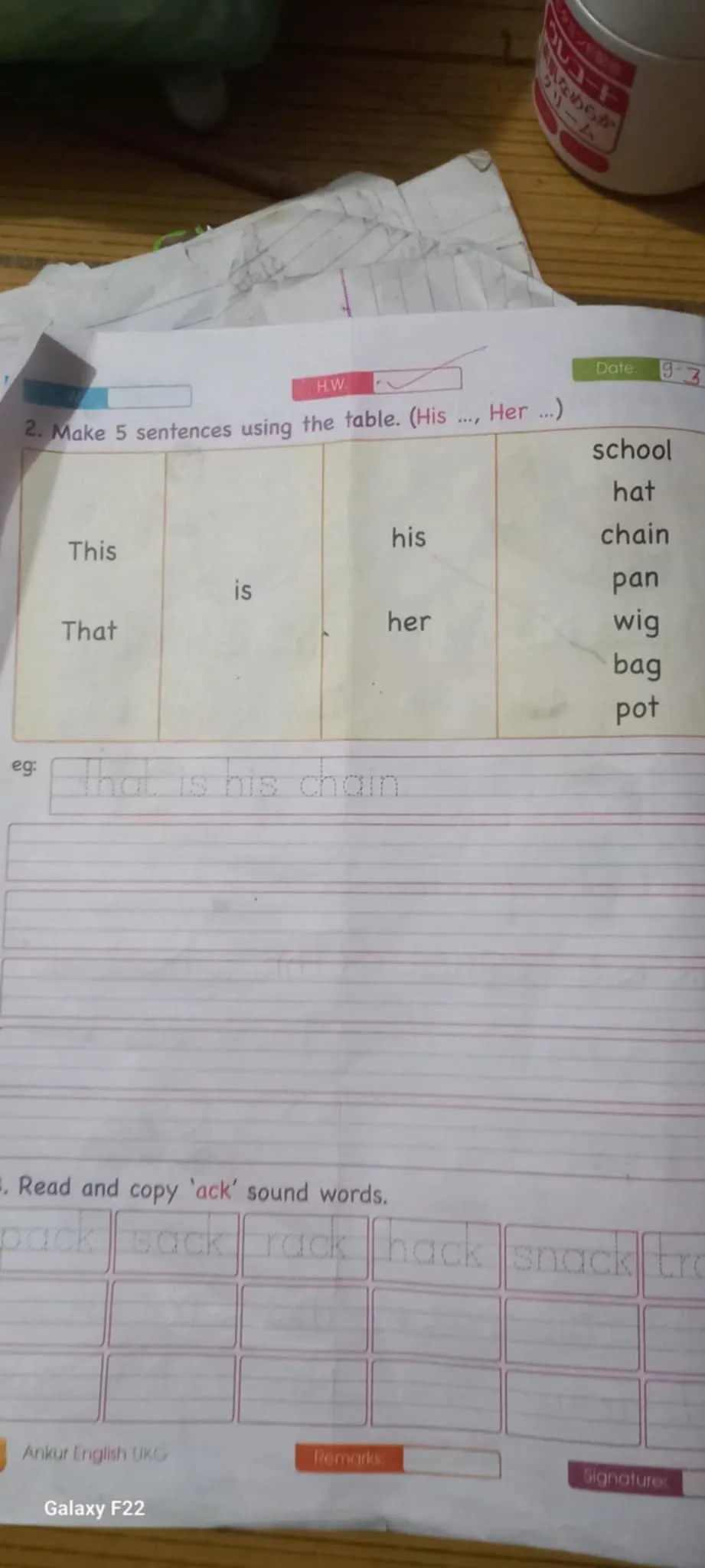 2 Make 5 sentences using the table (His Her | StudyX