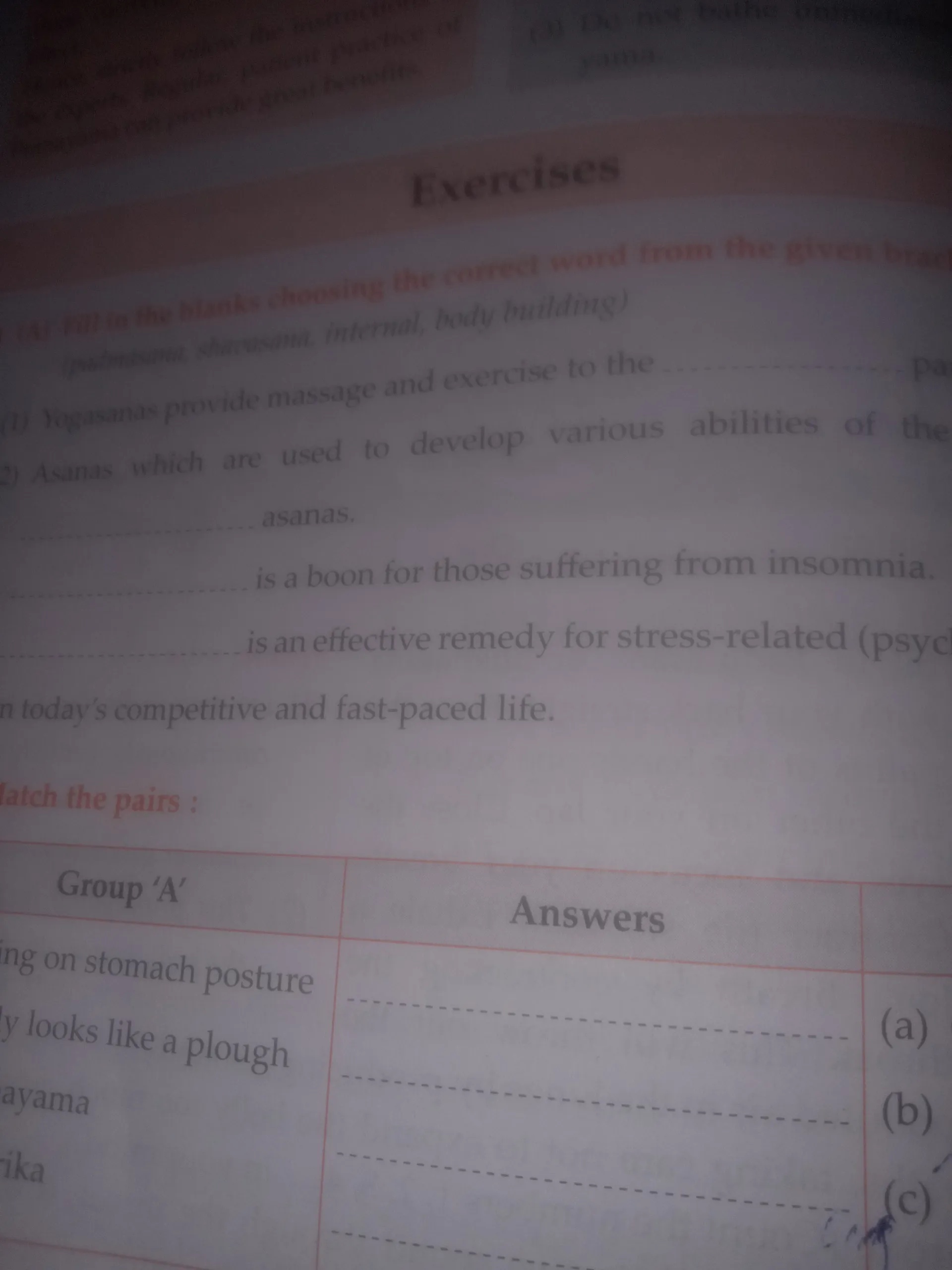 (3) Do not bathe Exercises Al Fill in the | StudyX