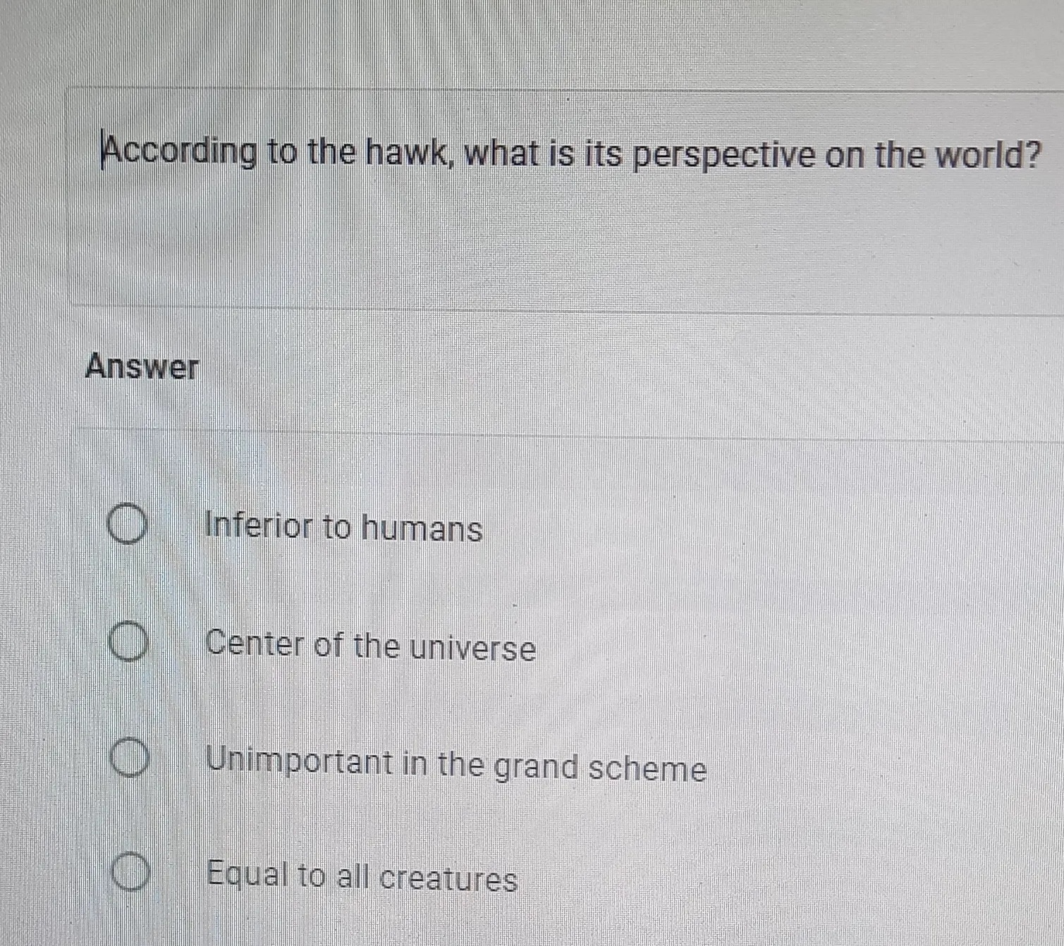 According to the hawk what is its | StudyX
