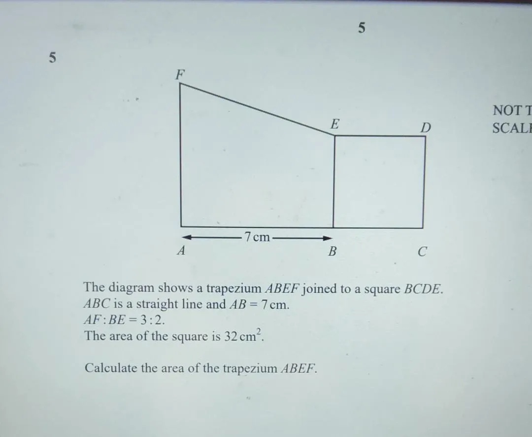 The diagram shows a trapezium ABEF joined to | StudyX