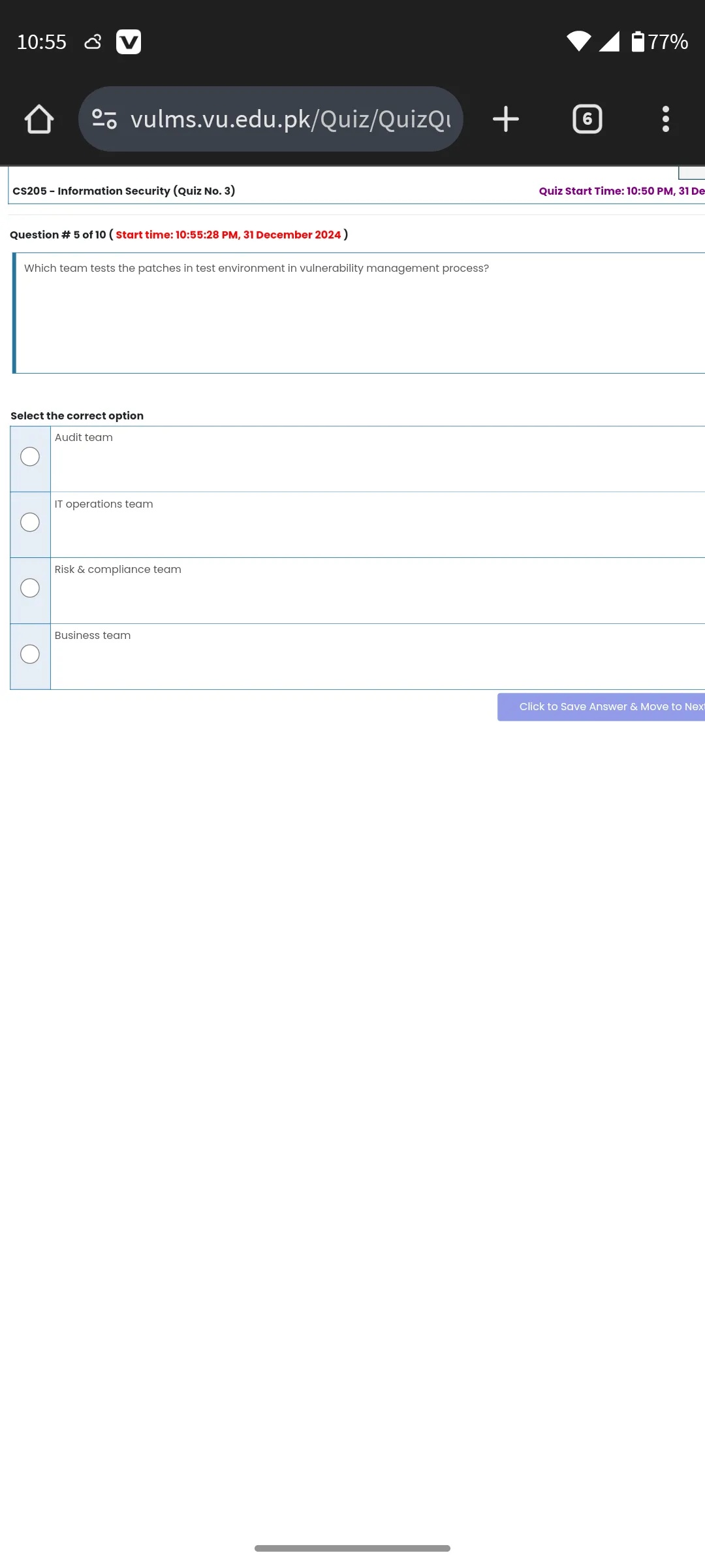 CS205 - Information Security (Quiz No 3) | StudyX