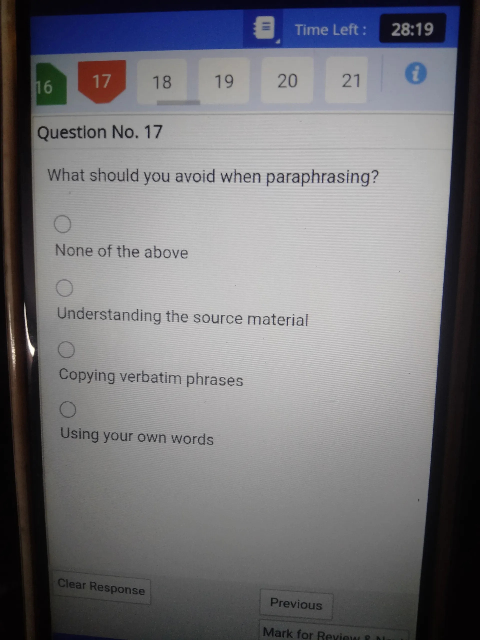 Question No 17 What should you avoid when | StudyX
