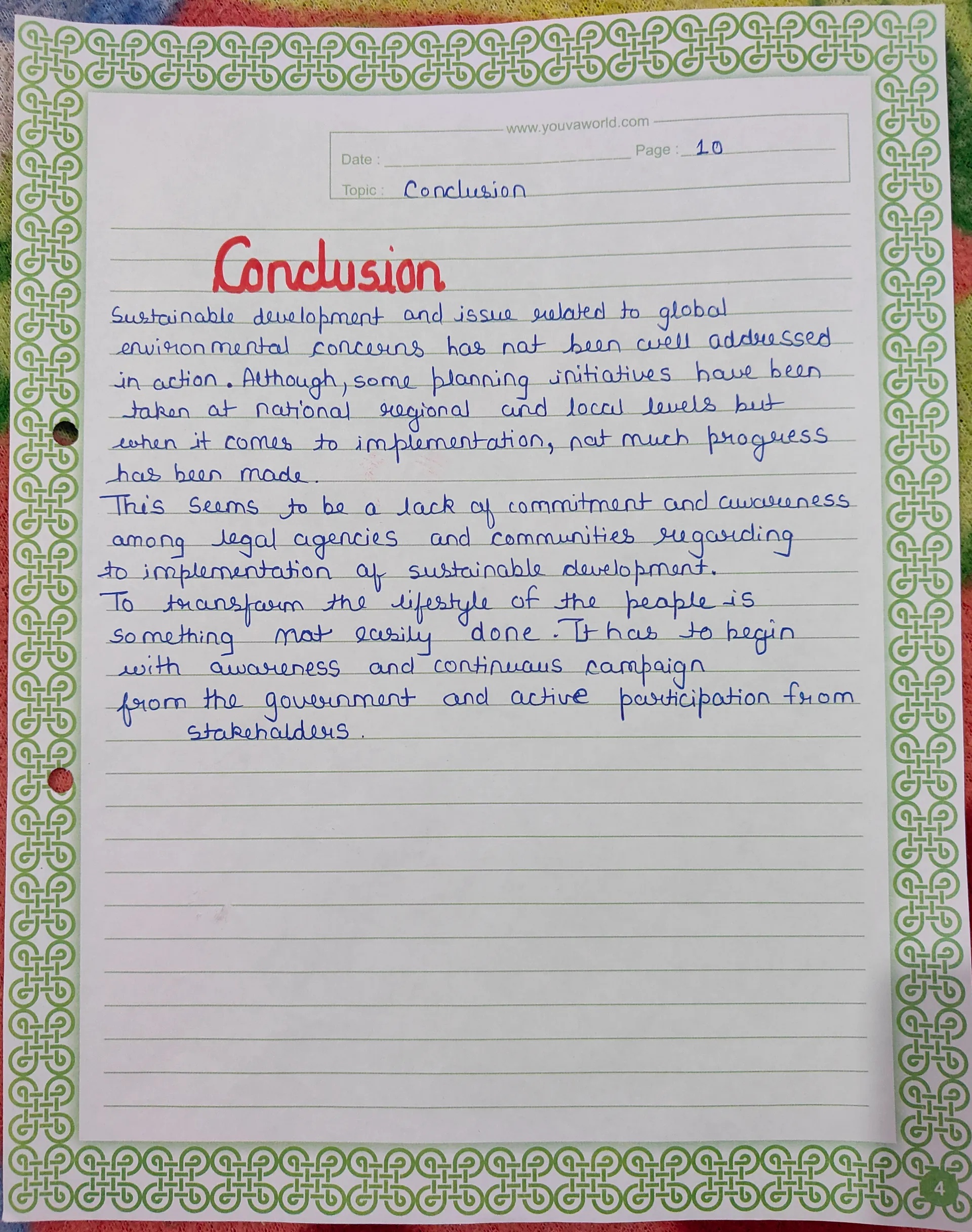 Conclusion Sustainable development and issue | StudyX