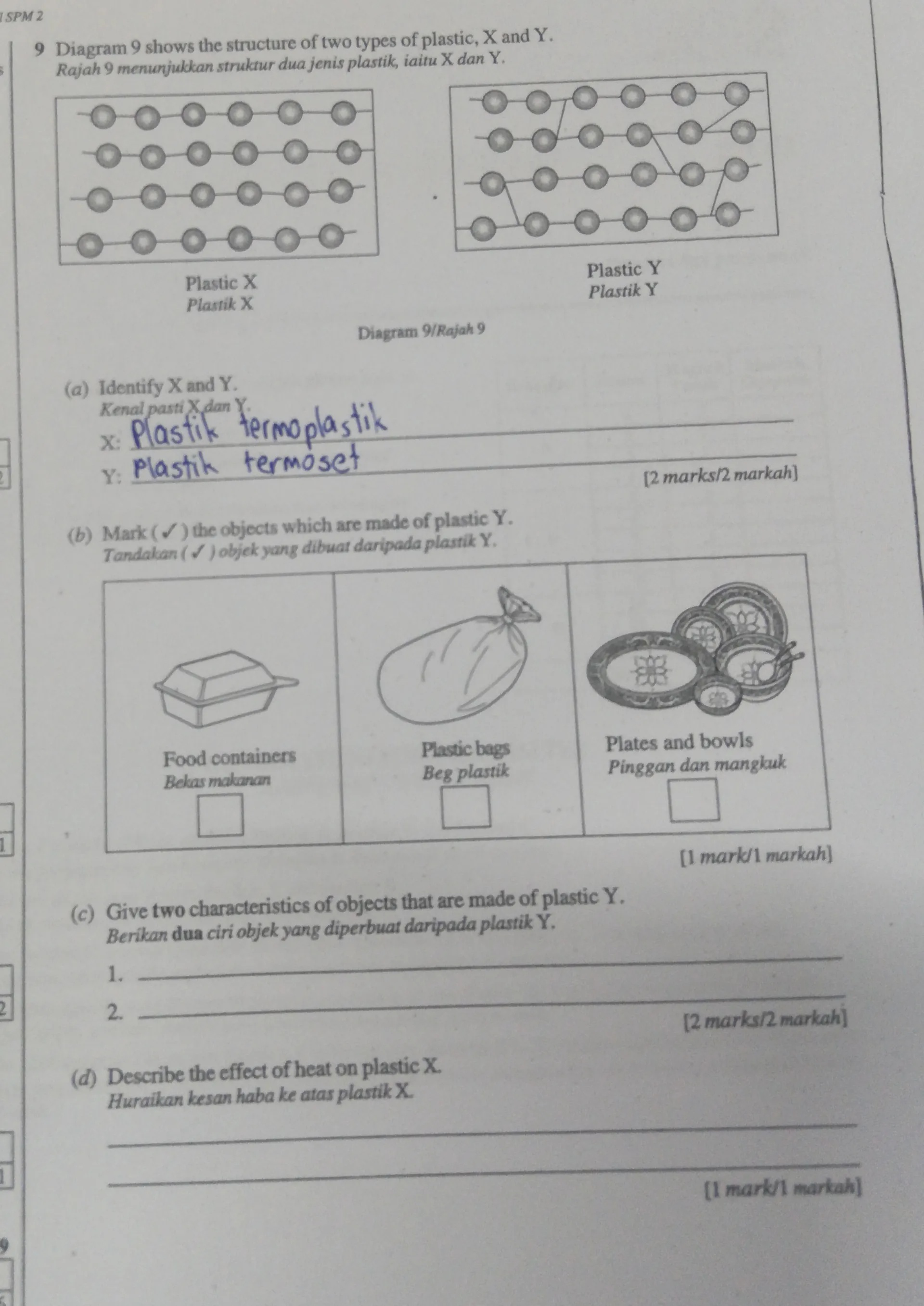 (a) Identify X and Y X Plastik termoplastik | StudyX