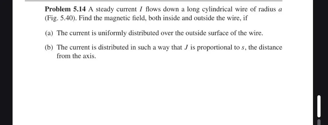 Problem 514 A steady current I flows down a | StudyX