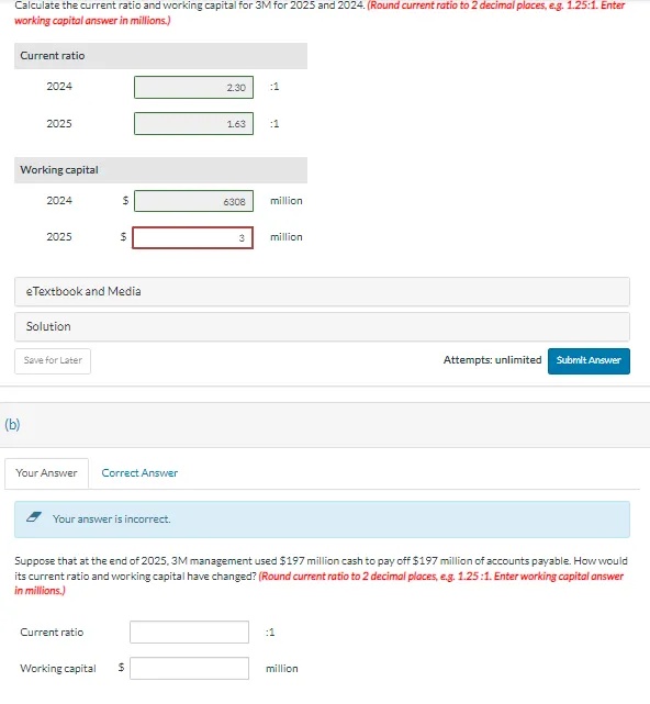 Calculate the current ratio and working | StudyX
