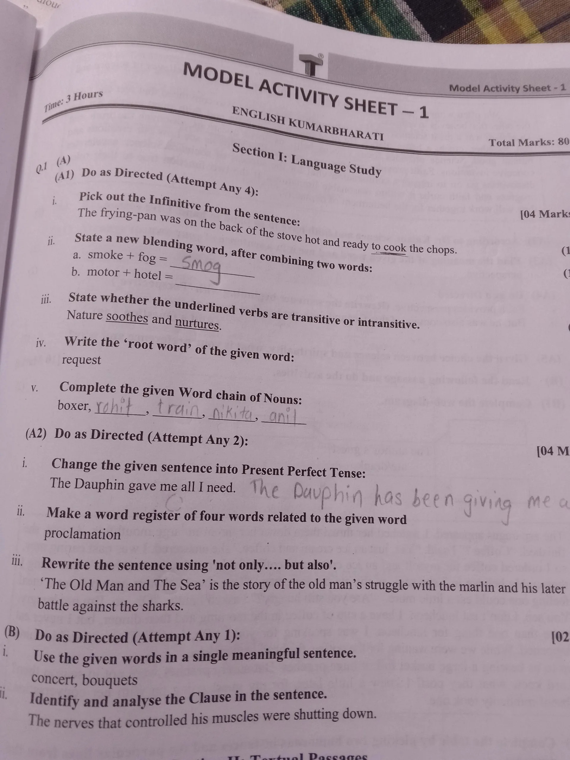 (A1) Do as Directed (Attempt Any 4) i Pick | StudyX