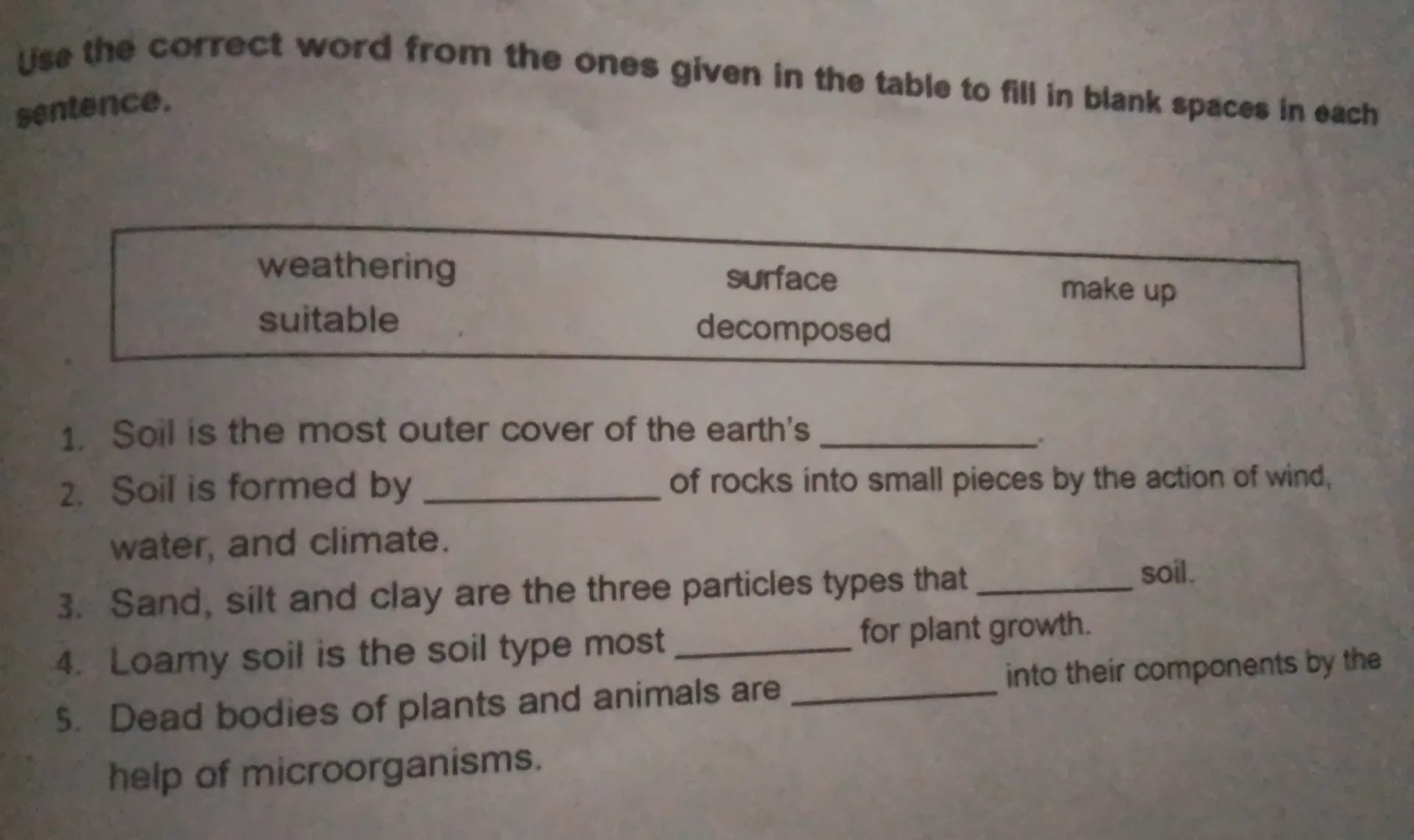Use the correct word from the ones given in | StudyX