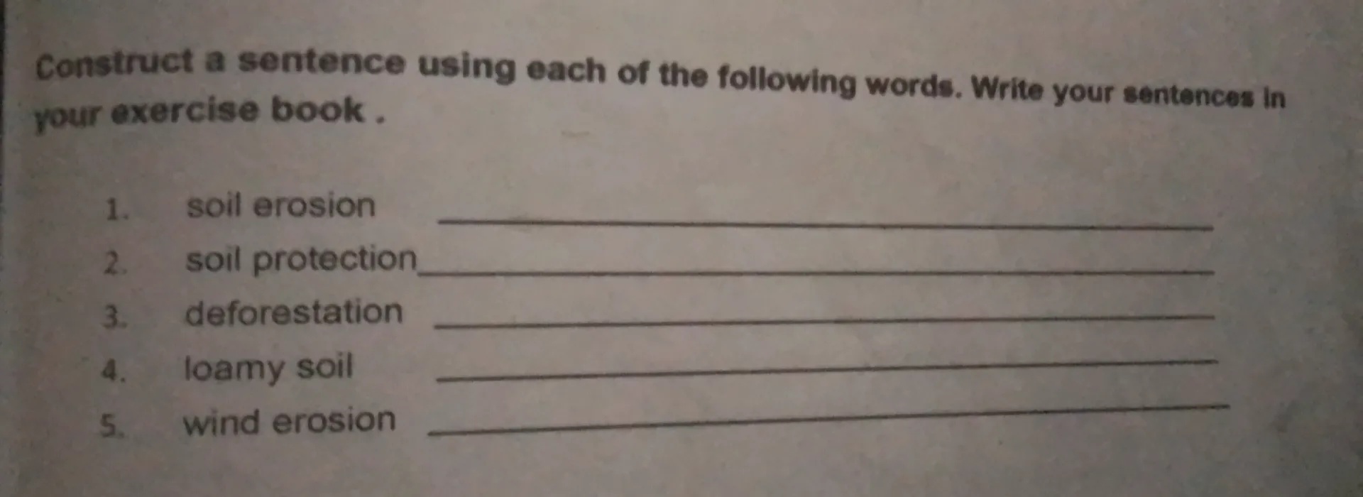 Construct a sentence using each of the | StudyX