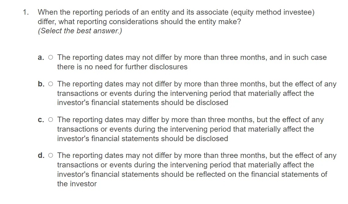 1 When the reporting periods of an entity