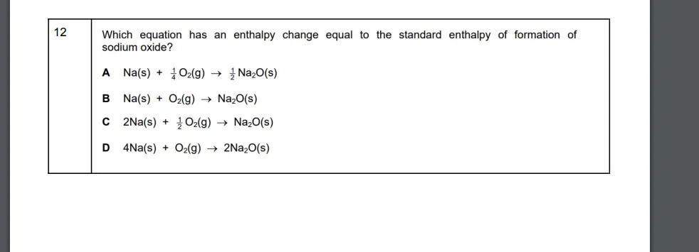 12 Which equation has an enthalpy change | StudyX