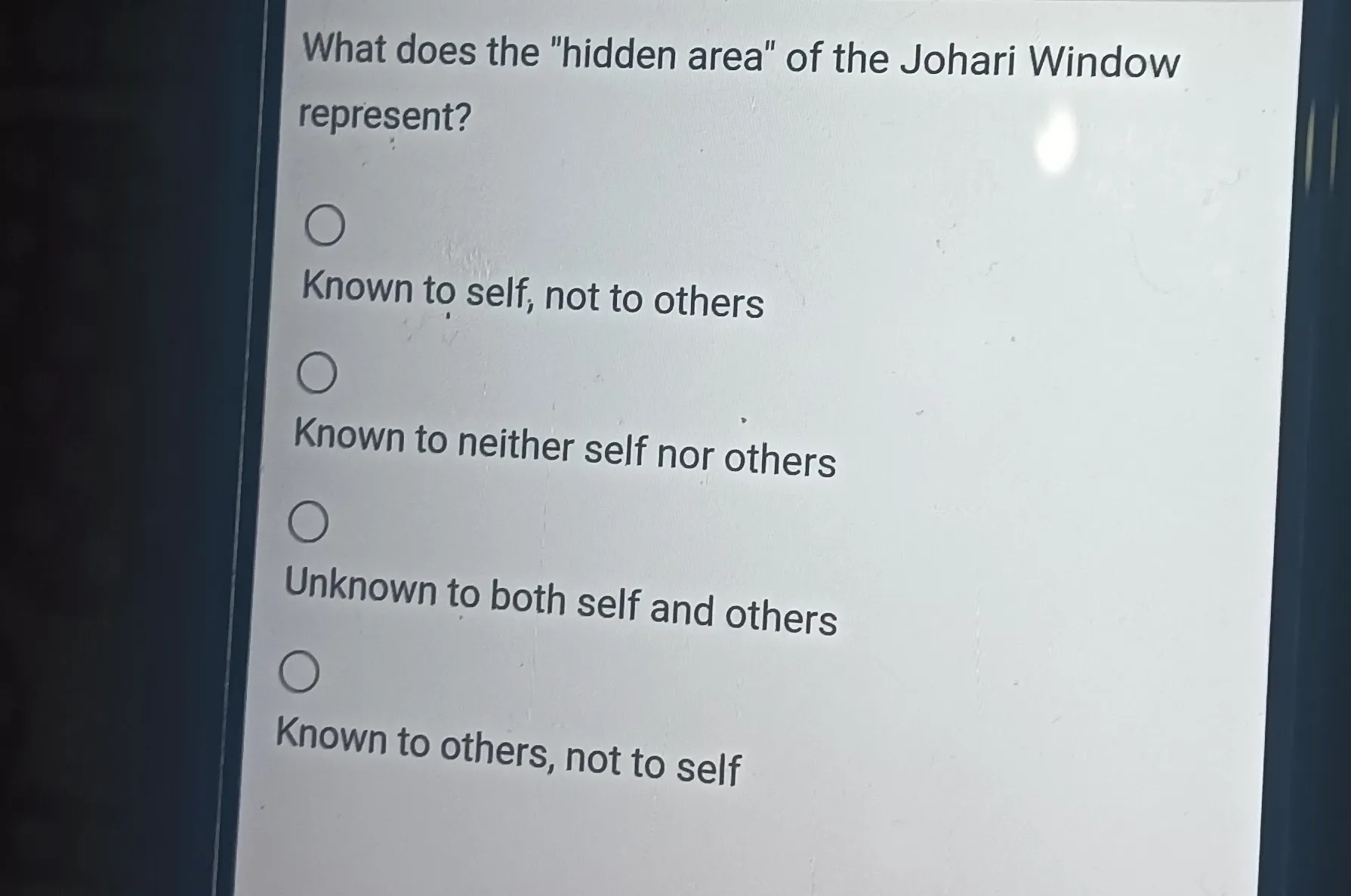 What does the hidden area of the Johari | StudyX