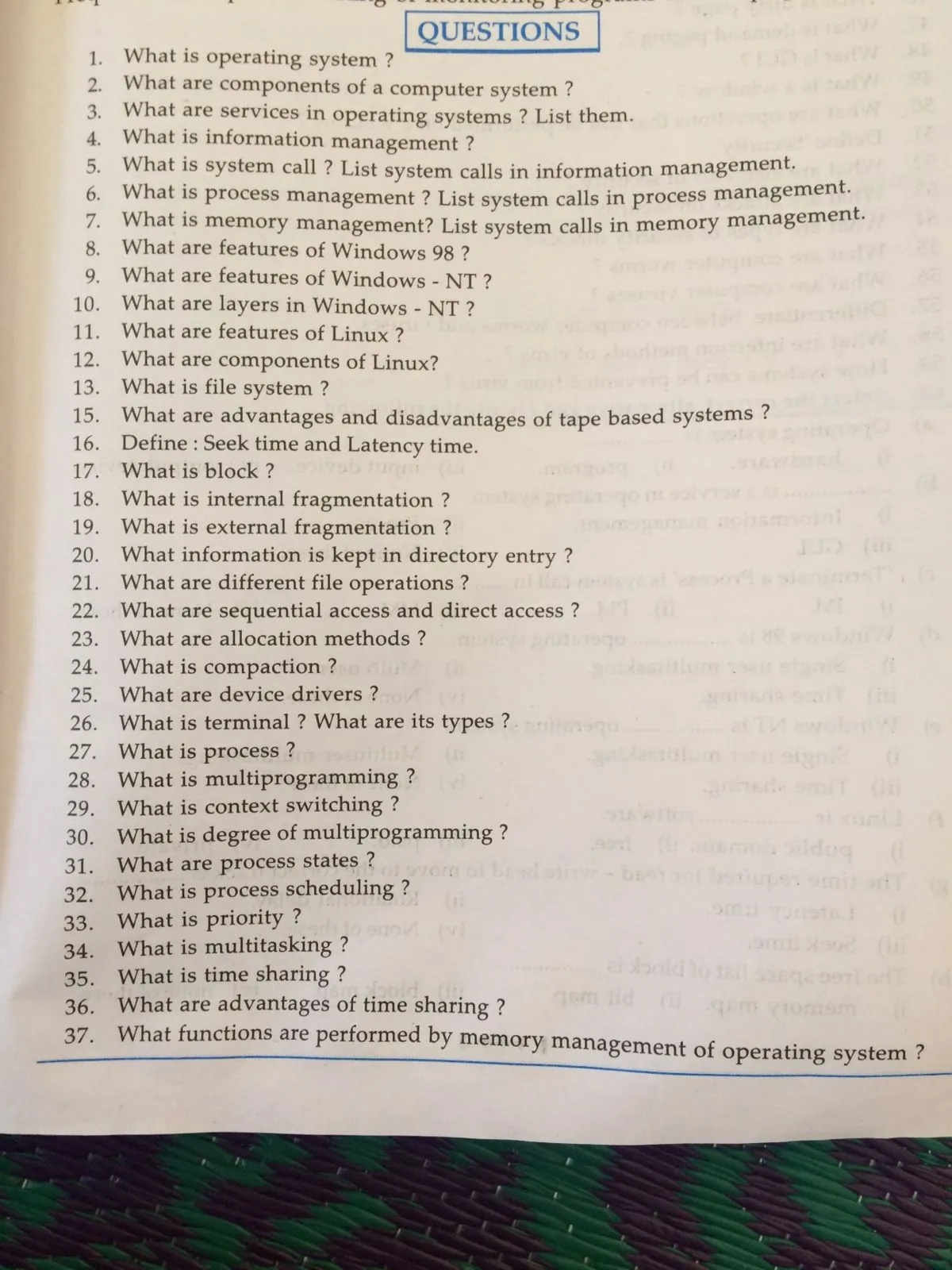 1 What is operating system 2 What are | StudyX