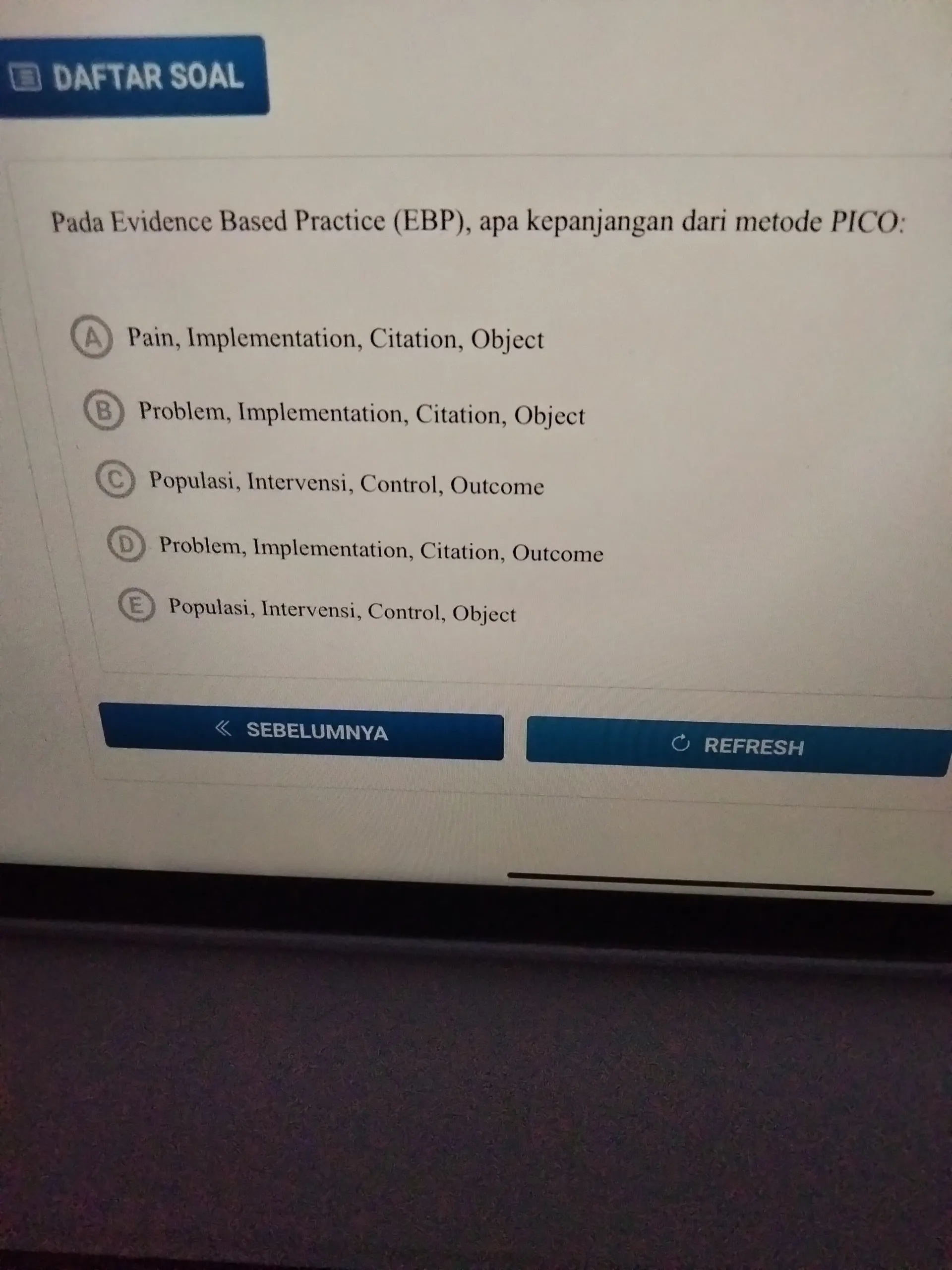 Pada Evidence Based Practice (EBP) apa | StudyX