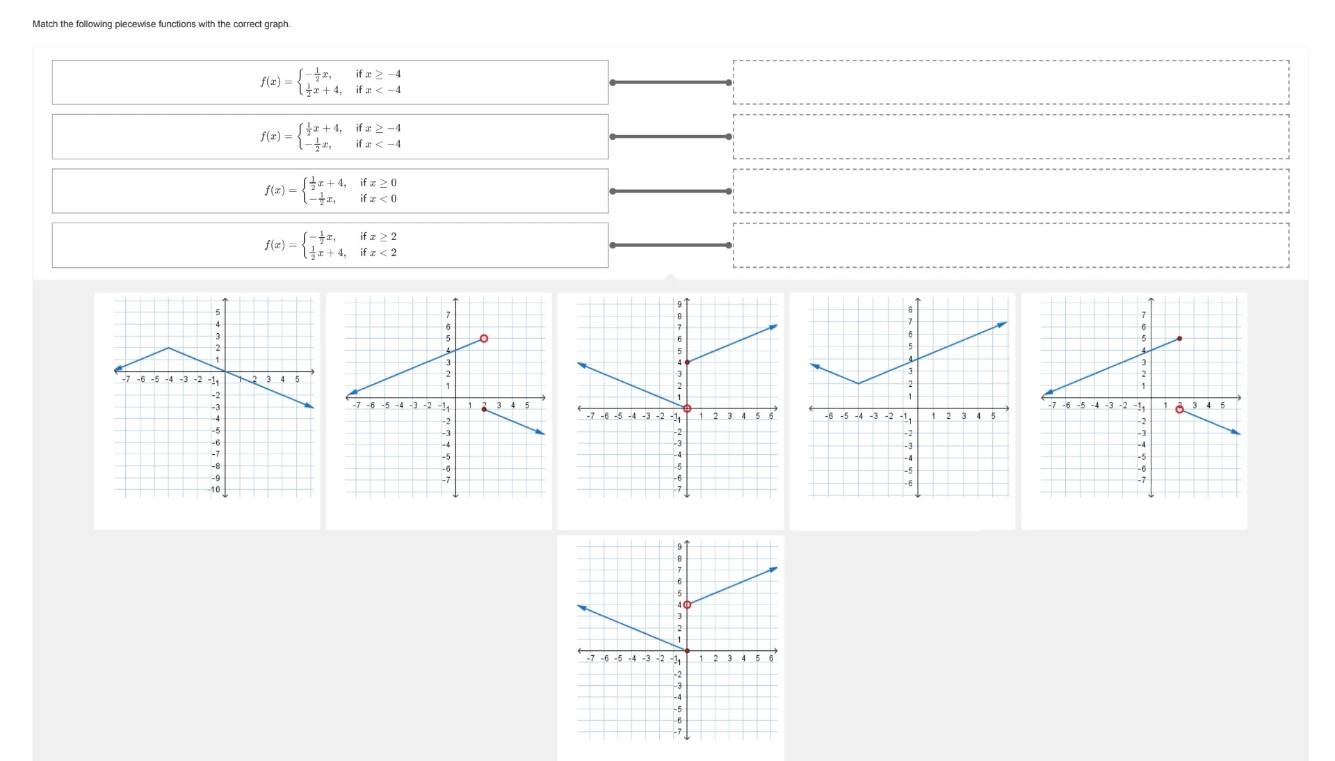 Match the following piecewise functions with | StudyX
