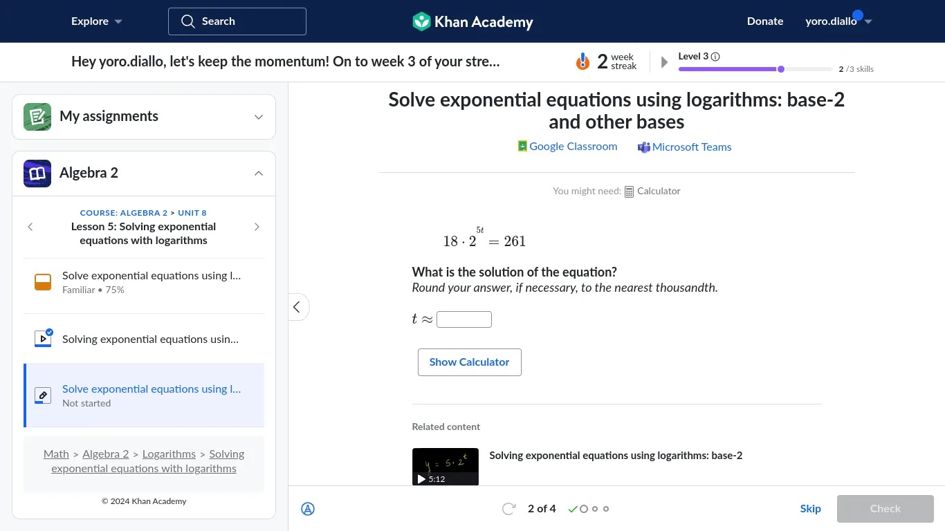 Solve exponential equations using logarithms | StudyX