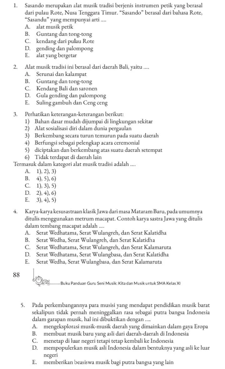 1 Sasando merupakan alat musik tradisi | StudyX