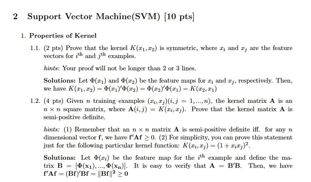 2 Support Vector Machine(SVM) 10 pts 1 | StudyX