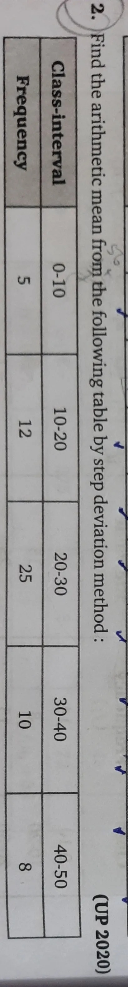 2 Find the arithmetic mean from the | StudyX