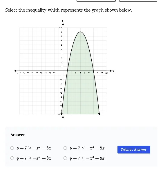 Select the inequality which represents the | StudyX