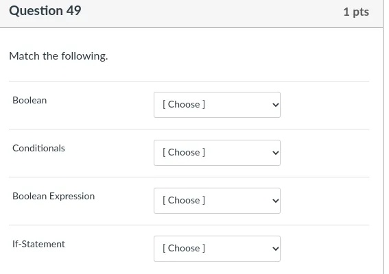 Question 49 Match the following Boolean | StudyX