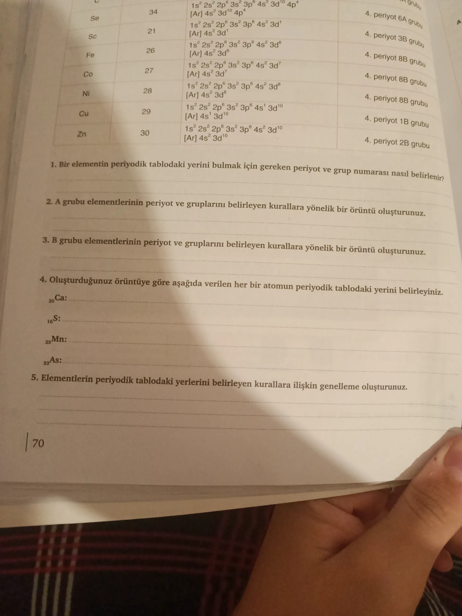 1 Bir elementin periyodik tablodaki yerini | StudyX