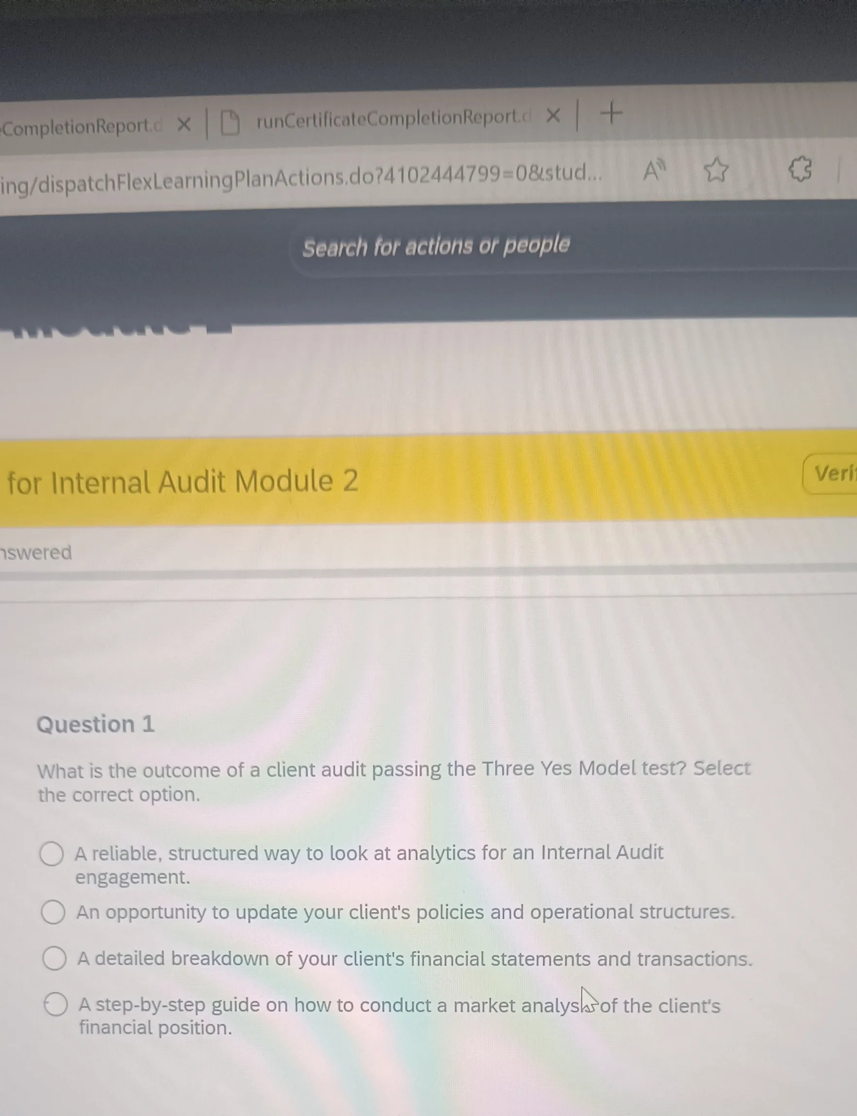 What is the outcome of a client audit | StudyX