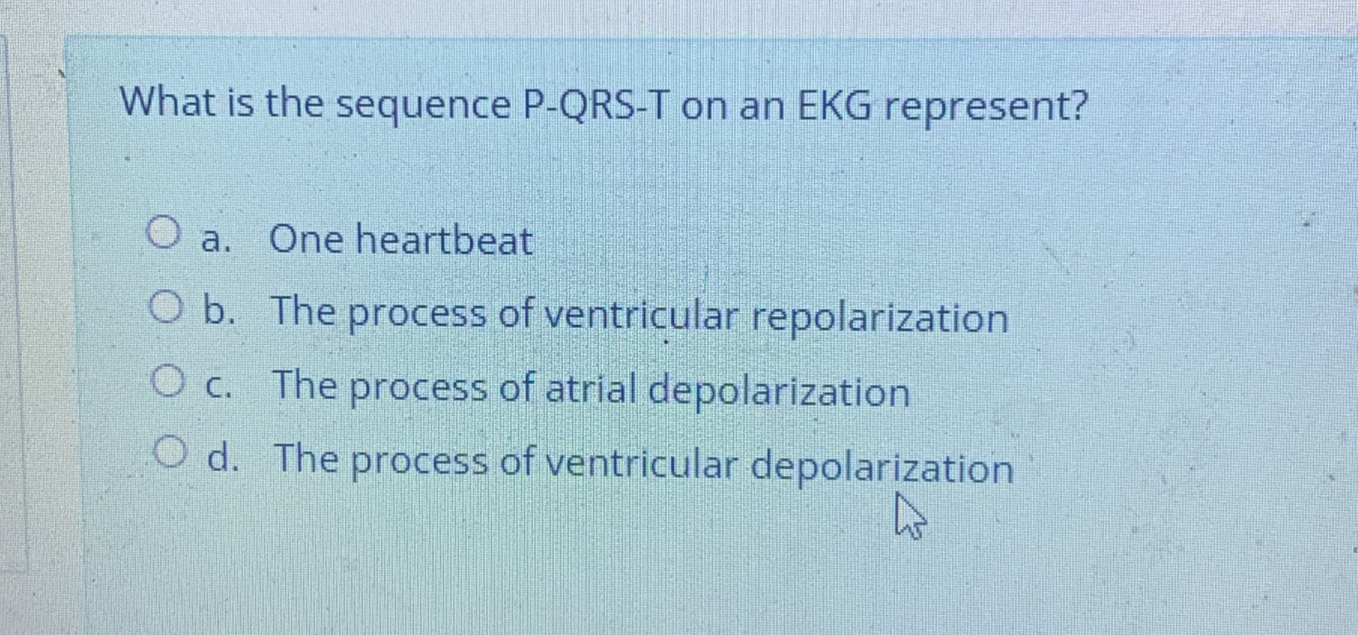 What is the sequence P-QRS-T on an EKG | StudyX