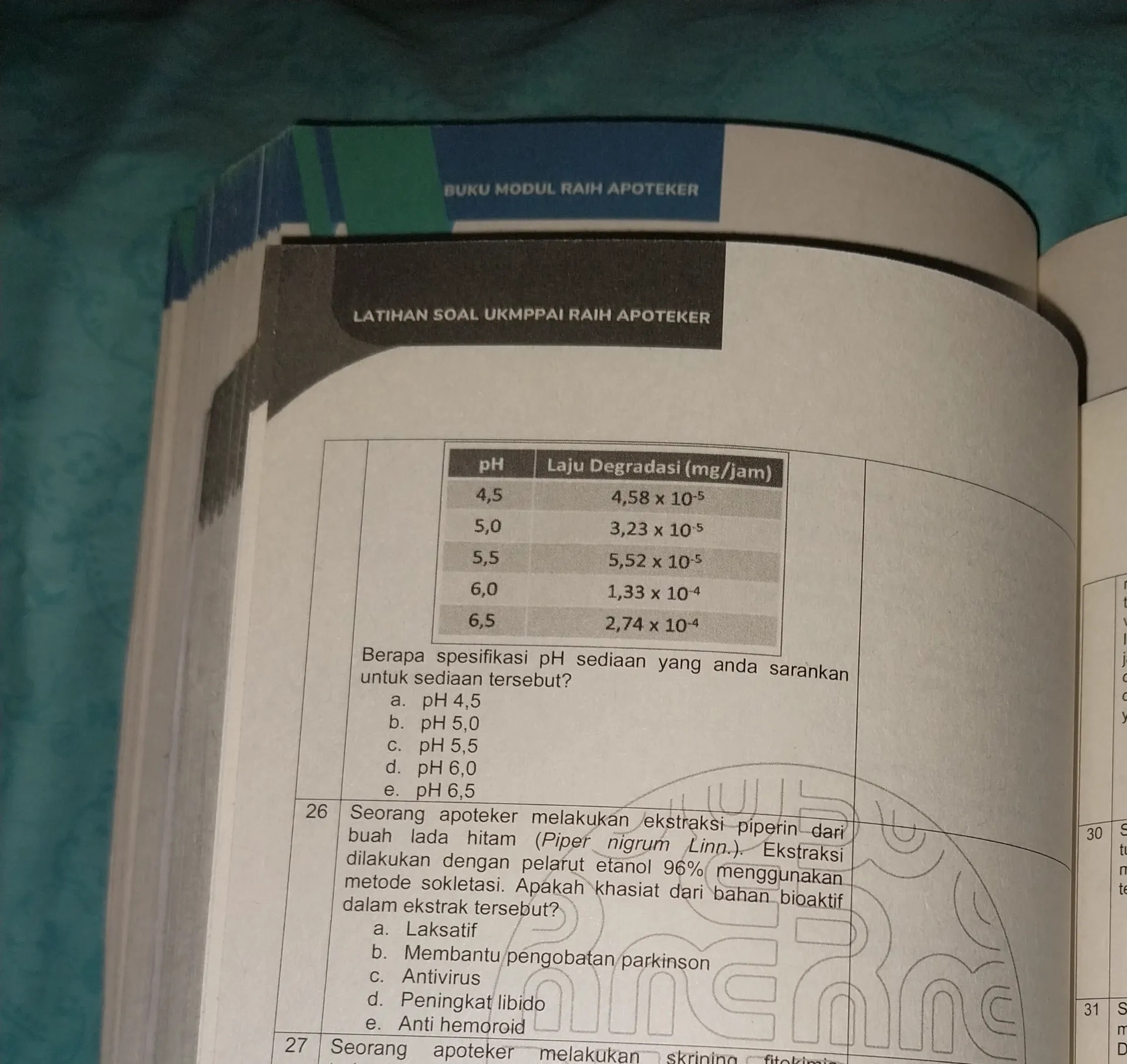 PH Laju Degradasi (mg/jam) 45 458 x 10 50 | StudyX