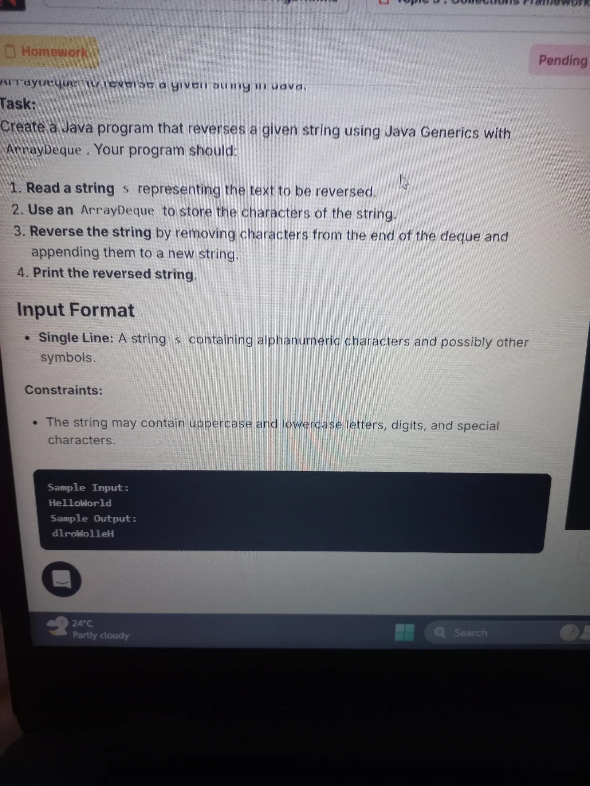 Task Create a Java program that reverses a | StudyX