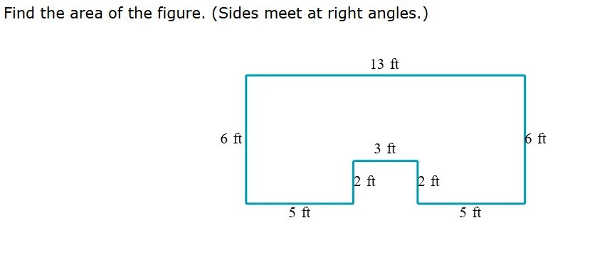 Find the area of the figure (Sides meet at | StudyX