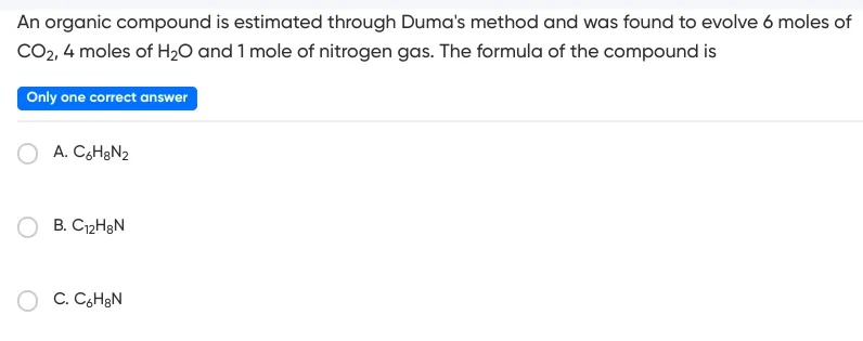 An organic compound is estimated through